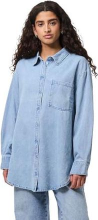 Pieces Pieces Pcmaisie Ls Denim Shirt Noos BC Chemise, Bleu Jeans Clair, M Femmes