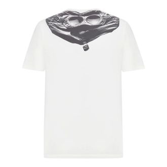 C.P. Company C.p. Company, Homme, Tops, Blanc, Taille: 2XL T-Shirt &agrave; Manches Courtes 30/1 Jersey avec Lunettes