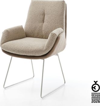 DELIFE Esszimmerstuhl Clea-Flex Materialmix Schlamm Kufengestell Edelstahl, Esszimmerst&uuml;hle