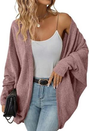 Generic Cardigan surdimensionn&eacute; pour femme - Chauve-souris &eacute;pais - Pull d&eacute;contract&eacute; ouvert sur le devant en tricot - Manteaux amples tendance - Pour les loisi