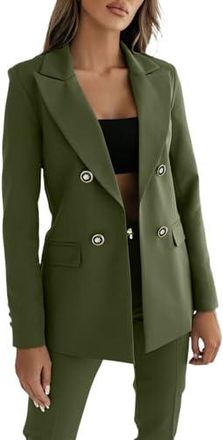 Generic Vestes pour femmes, v&ecirc;tements dext&eacute;rieur tendance 2024, d&eacute;contract&eacute;, col &agrave; revers, manches longues, veste de costume de couleur unie, manteau &agrave; bouton