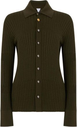 Bottega Veneta Femme, Pulls, Vert, Taille: S Cashmere And Silk Rib Shirt