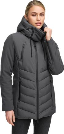 Marikoo Damen Winterjacke (XS-3XL) - Softshell, mit abnehmbarer Kapuze, Steppung - N103 - Anthrazit Größe XL - Gr.XL