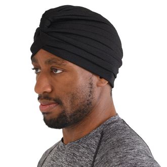 Charm by Casualbox Krepp Twist Turban Unisex - Boho Kopftuch Arabische Sikh Kostüm Festival Schwarz