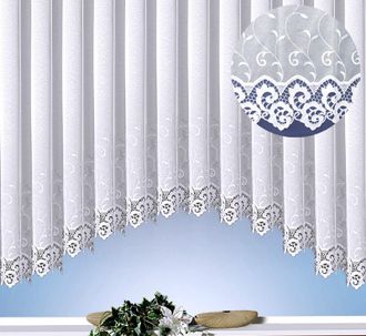 Heimtexland Store Gardine Kräuselband Macramée Borte Stickerei Ranke Vorhang weiß transparent HxB 143x450 cm C-Bogen Typ482