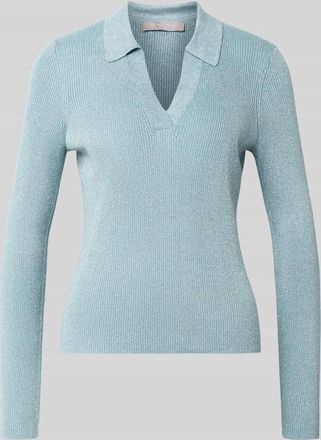 Christian Berg Strickpullover aus Viskose-Mix mit Polokragen und V-Ausschnitt