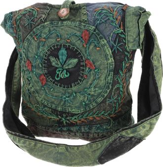 Guru Shop Batik Sadhu Bag, Hippie Tasche, Goa Schulterbeutel - Grün, Unisex - Erwachsene, Baumwolle, 35x35x25 cm