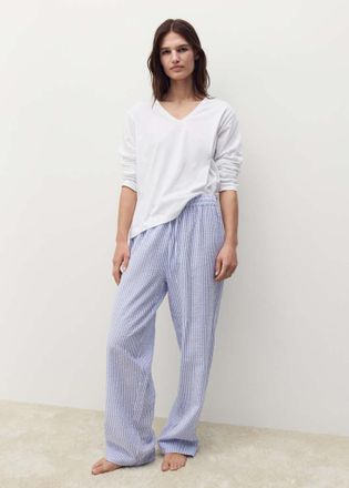 Mango Pyjama deux pi&egrave;ces rayures seersucker bleu porcelaine - Femme - XS - MANGO