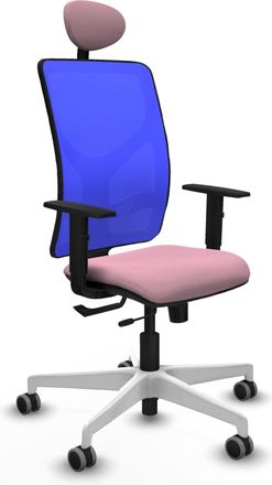 Piqueras y Crespo Call Center Stuhl mit 1D-Armlehnen, h&ouml;henverstellbarer Lendenwirbelst&uuml;tze und festem Kopfteil, ausgestattet mit Syncro/Traslack und Schneideschaum, Bl