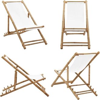 vidaXL Vidaxl - Chaise de terrasse Bambou et toile - Chaises De Jardin - Chaises Longues - Mobilier De Jardin - Chaise En Bambou - Chaise Pliable - Home &
