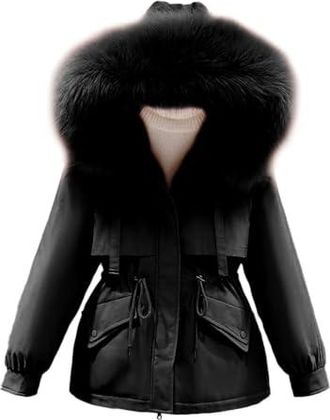 Onsoyours Manteau Femme Veste Chaude dHiver éPaissir Parka Polaire Chaude en Peluche Blousons à Capuche Fourrure Avec Fermeture à Glissière Hiver Doudoune A Noi