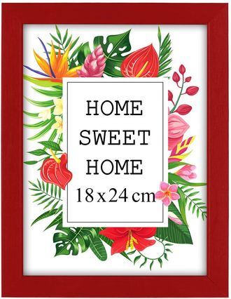 MG Design Rot Bilderrahmen 18 x 24 cm - Aus echtem Holz mit Acrylglas, zum Aufhängen & Aufstellen, für Fotos, Poster & Puzzle