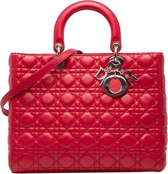 Dior Hobo Bags - Large Lambskin Cannage Lady Dior - Gr. unisize - in Rot - für Damen