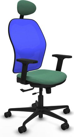 Piqueras y Crespo Sessel f&uuml;r die Arbeit zu Hause mit 2D-Armen, h&ouml;henverstellbarer Lendenwirbelst&uuml;tze und festem Kopfteil, ausgestattet mit Syncro/Traslack und eingespri