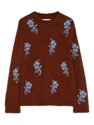 Jil Sander pull à fleurs - Marron