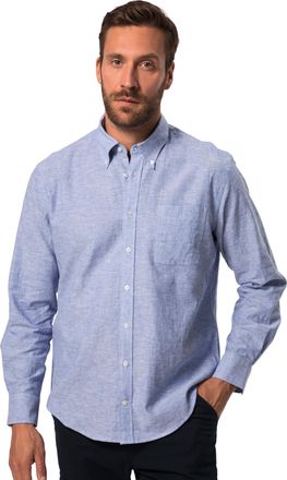 JP1880 Herren große Größen Übergrößen Menswear L-8XL JP1880 Hemd, Langarm, Leinenmix, Buttondown-Kragen, Modern Fit, bis 8 XL graublau L 782629710-L