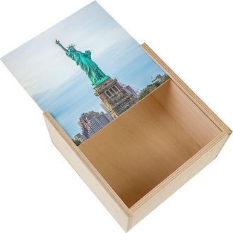 Fabulous Kiste aus Holz - Freiheitsstatue New York Denkmal USA Welterbe (11 x 11 x 3,5 cm)