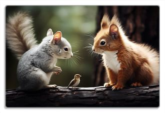 Wallario Frühstücksbrettchen aus Glas, Glasunterlage, Glasbrettchen Waldfreunde im Dialog, Größe 20 x 30 cm, Sicherheitsglas