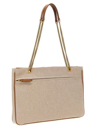 Valentino Garavani VLogo Mesh Canvas Shoulder Bag - Tan