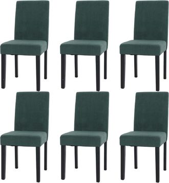 Hhg [NEUWERTIG] 6er-Set Esszimmerstuhl Littau, Stuhl Küchenstuhl Hochlehner, Stoff/Textil Cord Holz grün, dunkle Beine