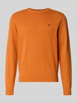 Fynch-Hatton Strickpullover aus reiner Baumwolle mit Logo-Stickerei