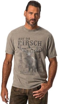 JP1880 T- Shirt, Costume Traditionnel, Manches mi-Longues, Grand, Look Vintage, imprimé sur la Poitrine, col Rond, Noir, XXXXXXL Homme