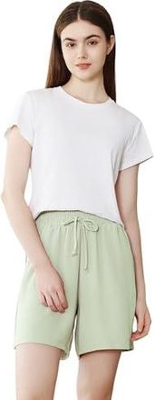 Power Flower Shorts d&eacute;t&eacute; Femme Casual Shorts en Sweat avec Poches Confortables &agrave; Cordon de Serrage (LY178-Green, S-M)
