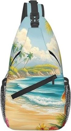 Generic Sac &agrave; dos &agrave; bandouli&egrave;re pour homme Motif fleurs tropicales