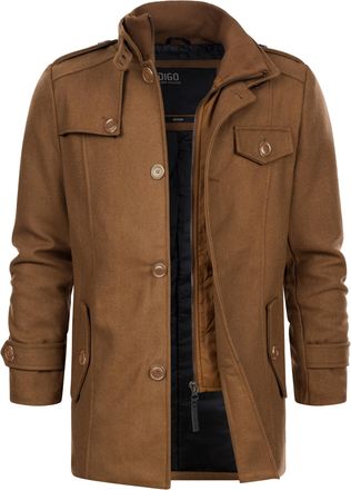 Indicode Herren Brandon Kurzmantel mit Stehkragen | Herrenmantel Wollmantel Mantel M&auml;nner Camel, XXL
