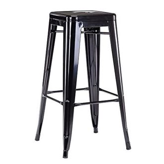 Duhome Chaises de Salle &agrave; Manger Empilables Chaise Industriel en M&eacute;tal Tabouret Bistrot pour Salon Restaurant Cuisine Caf&eacute;, (Noir, 76cm)