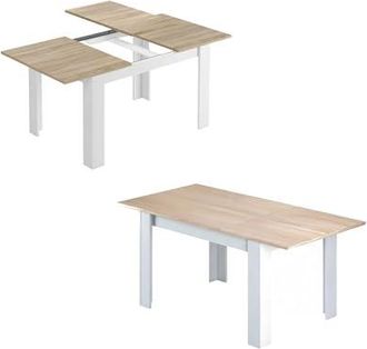 Dmora Ausziehbarer Midland-Tisch, ausziehbare Konsole f&uuml;r das Esszimmer, zu &ouml;ffnender K&uuml;chentisch mit Verl&auml;ngerung, 140/190 x 90 x 78 cm, Eiche und Wei&szlig;
