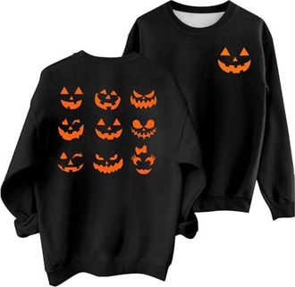 Generic 2026 Printemps Automne Hiver Imprim&eacute; Col Rond, Sweatshirt &agrave; Manches Longues D&eacute;contract&eacute; Pull Polaire Doux Mode Haut pour Streetwear, Noir, XXL