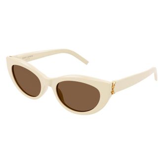 Saint Laurent Eyewear SLM115 Logo Cat-Eye Frame Sunglasses - Ivory