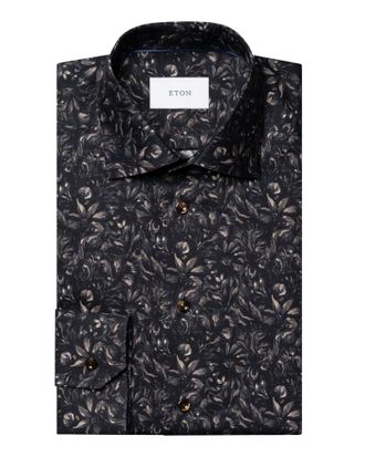Eton Signature Twill-Hemd mit floralem Print und Kentkragen, Contemporary in