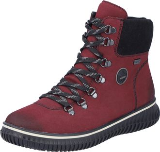 Rieker Winterboots RIEKER, Damen, Gr. 39, rot (bordeaux, schwarz), Lederimitat, Textil, Schuhe Winterboots, Schn&uuml;rboots, Stiefelette, TEX-Membran, mit gepols
