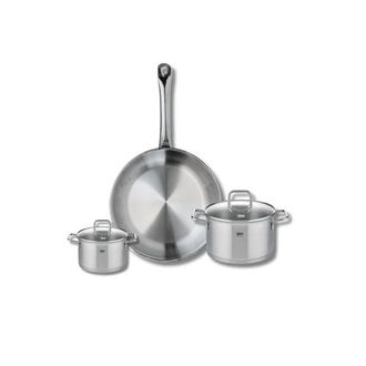 Fackelmann ELO 9695950 Batterie de cuisine 3 pi&egrave;ces, Ensemble de 1 Po&ecirc;le de cuisson 28 cm et 2 faitouts 12 et 16 cm Elo Profi Citrin, inox, induction