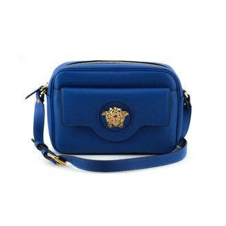 Versace Femme, Sacs, Bleu, Taille: ONE Size Sac bandoulière pour appareil photo en cuir de veau bleu