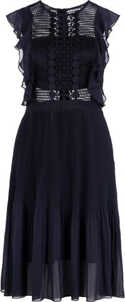 Apart Fashion APART Cocktailkleid Kleid aus semitransparentem Georgette und transparenter Netzware, Nachtblau, 42