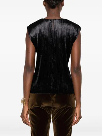 Forte_Forte Pliss&eacute; Satin Tank Top - Black