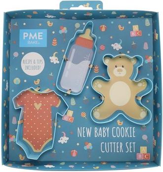 PME Plätzchenausstecher-Set für Neugeborene mit 3 Stück, Blau
