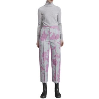Hussein Chalayan Tree Print Wide Leg Crepe Cropped Pants Size XS