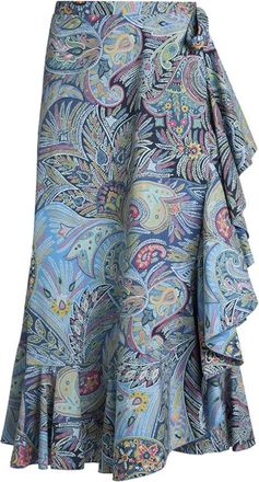 Etro Femme, Jupes, Multicolore, Taille: 40 FR Jupe Longue Portefeuille avec Volant &agrave; lOurlet