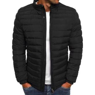 Generic Manteau matelass&eacute; en duvet pour homme - Chaud - Automne et hiver - Coupe-vent - Isol&eacute; - L&eacute;ger, Noir, XXL
