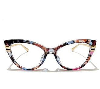 Generic Lunettes &agrave; motif oeil de chat - Monture rouge/noire et multicolore avec d&eacute;tails dor&eacute;s, lunettes &eacute;l&eacute;gantes d&eacute;coratives au quotidien pour femme, floral