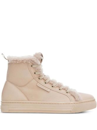 Gianvito Rossi bottines en peau lain&eacute;e &agrave; lacets - Tons neutres