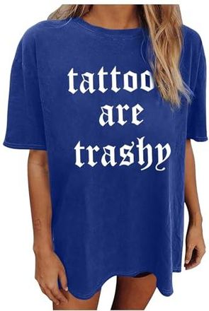 Generic Tunique 2025 Tattoo Are Trashy pour femmes, T-shirts longs tendance amples pour sortir, chemises longues graphiques &agrave; porter avec des leggings, coupe 