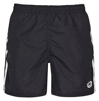 Bugatti Short de bain moderne Bugatti, noir ou bleu marine, avec bande blanche sur les côtés pour homme - Noir - Medium