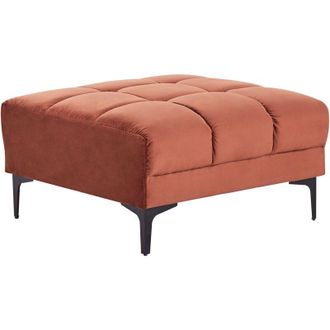 Beliani Beliani - Ottomane Hellrot Samtstoff Rechteckig 88 x 80 cm Gesteppt Steppstoff Fu&szlig;ablage Fu&szlig;hocker f&uuml;r Sofa Wohnzimmer