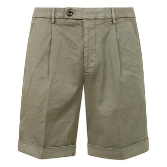 Michael Coal Leinen-Baumwollshorts mit Bundfalten - - Shorts - Herren - Gr&uuml;n - W32