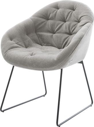 DELIFE Polsterstuhl Gaio-Flex Kufengestell Schwarz Strukturstoff Soft Grau